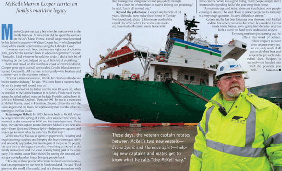 McKeil's Marvin Cooper featured in Great Lakes Seaway Review